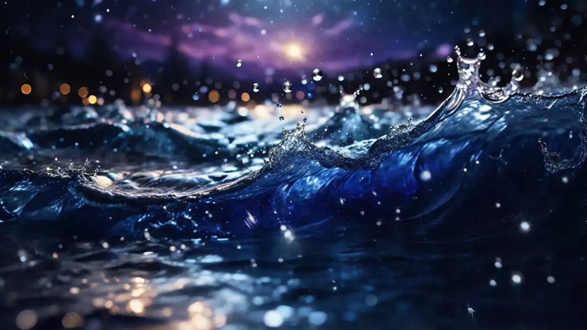Midnight Ocean Wave Splash Wallpaper - Nighttime Ocean Serenity